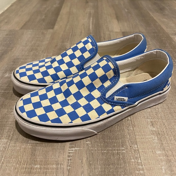 Vans | Shoes | Vans Classic Slip On Checkered Shoe Blue | Poshmark